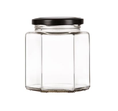 Hexagon Shape Glass Container Storage Jar With Twist Off Lid | Hua Jing